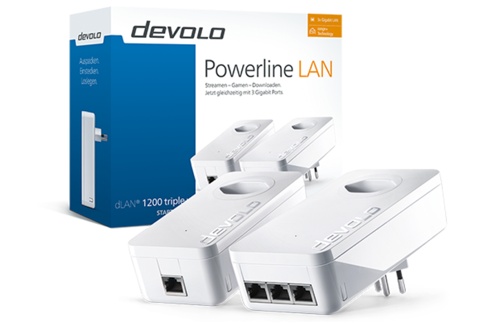 Adaptateurs CPL Powerline dLAN 1200 triple+ Starter Kit de devolo ...